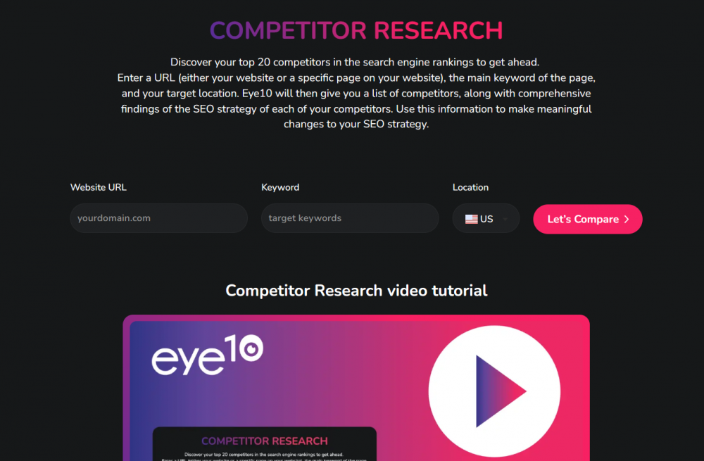 A Review of Eye10 Competitor Research Tool